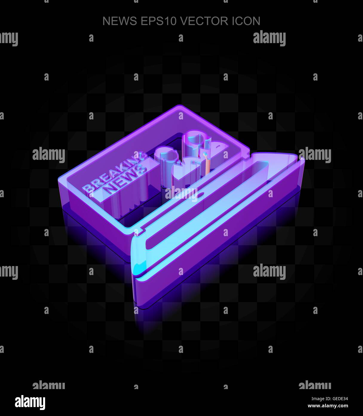 News icon: 3d neon glowing Breaking News On Laptop made of glass, EPS ...