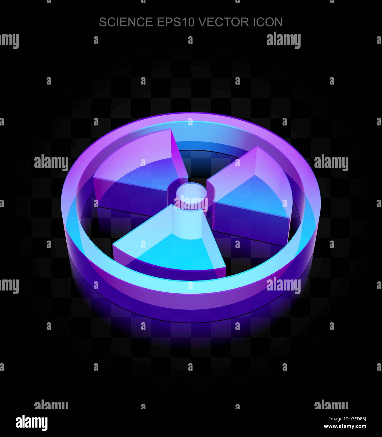 Science icon: 3d neon glowing Radiation made of glass, EPS 10 vector ...