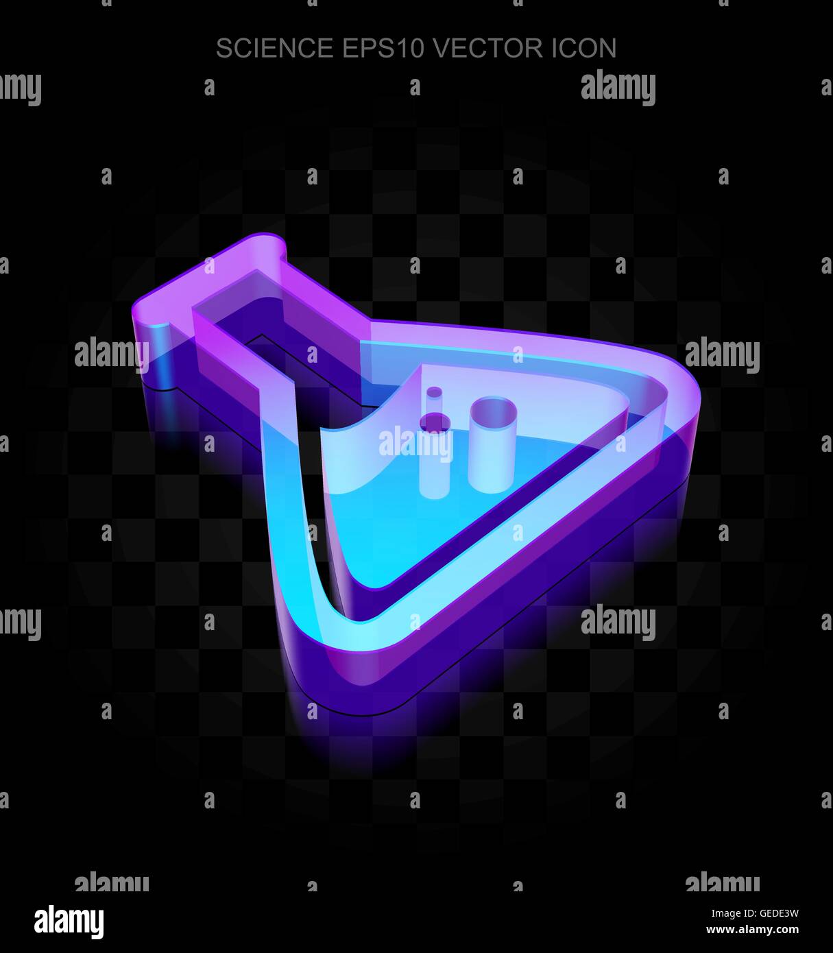 Science icon: 3d neon glowing Flask made of glass, EPS 10 vector Stock ...