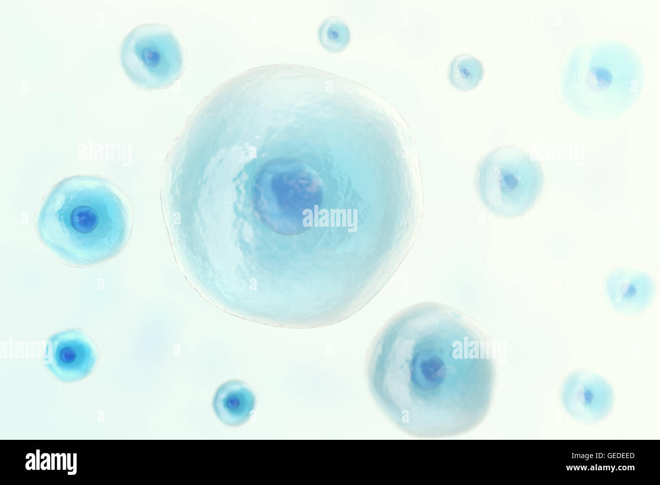 Blue cell human in centre, medicine scientific background. 3d ...