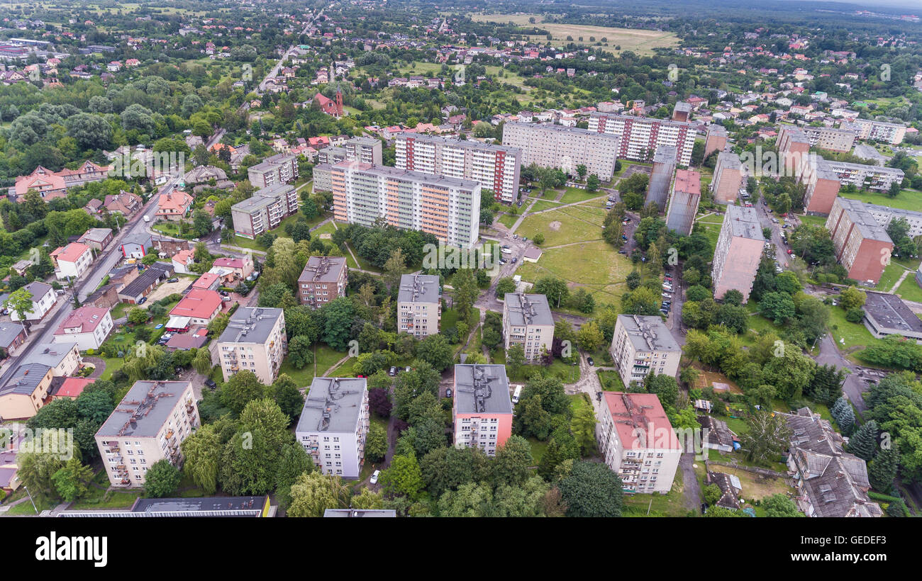 Typical socialist block of flats in Poland. East Europe. View from ...
