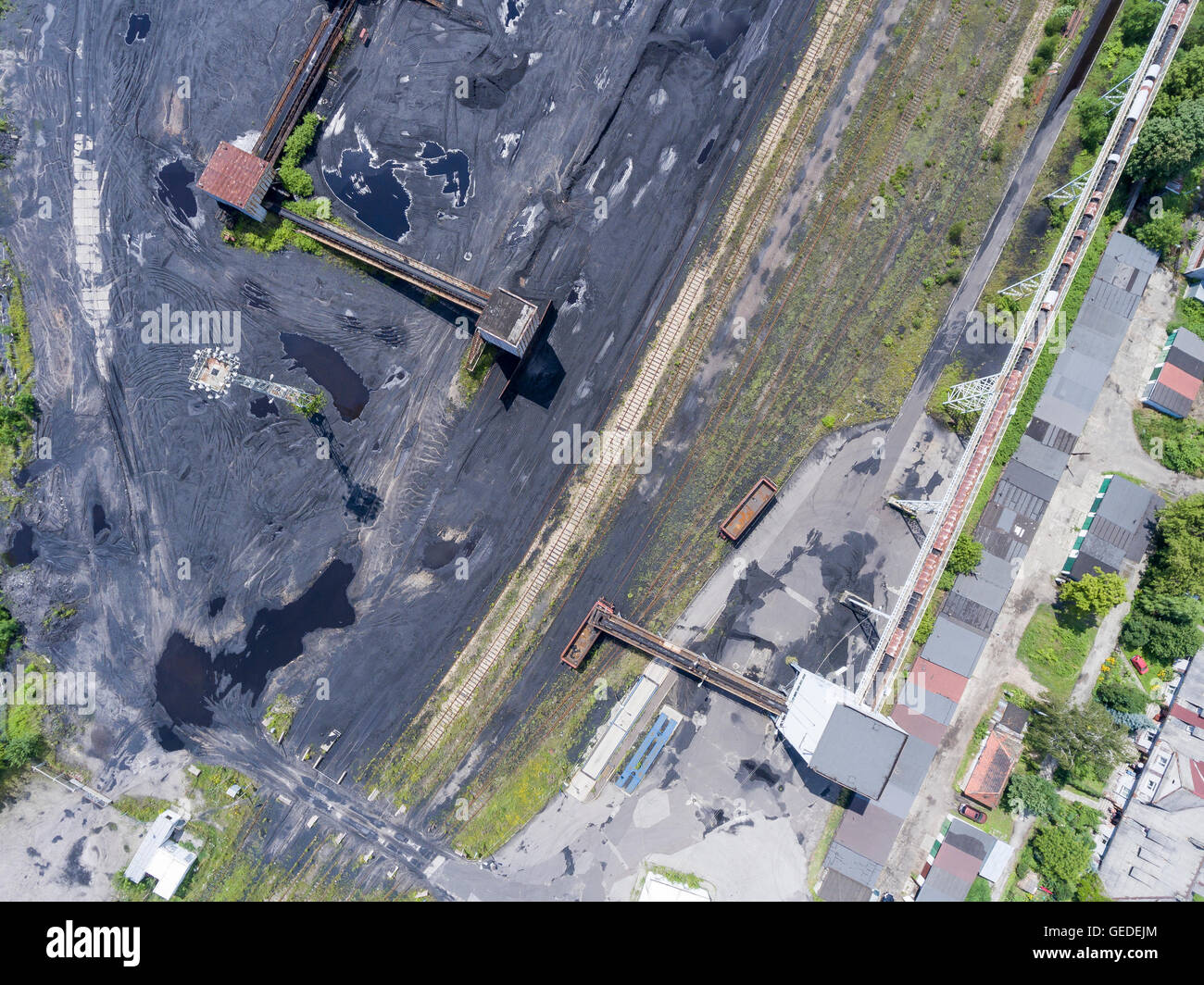Coal mine in south of Poland. Destroyed land. View from above Stock ...