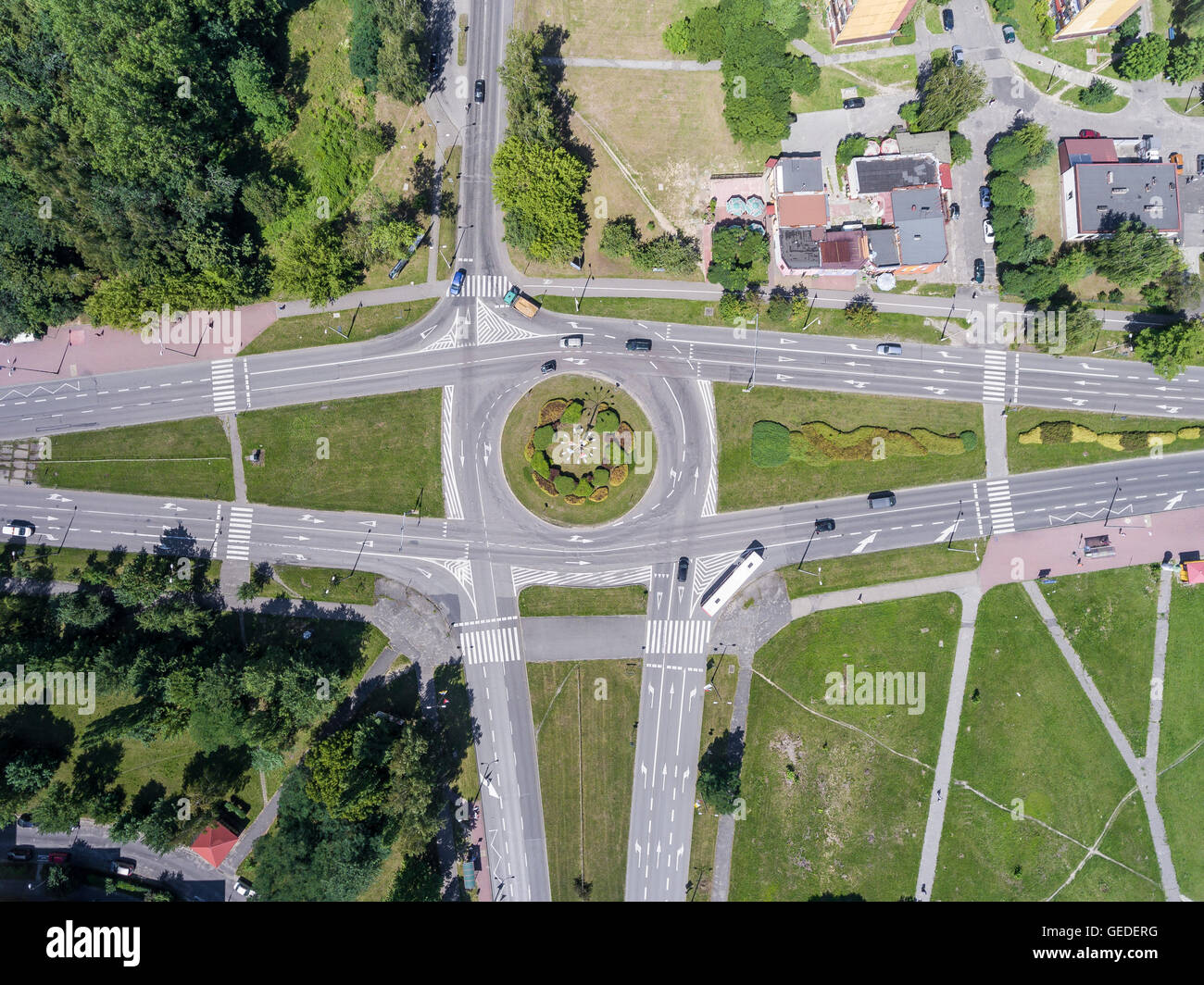 Aerial view of roundabout, Poland Stock Photo - Alamy
