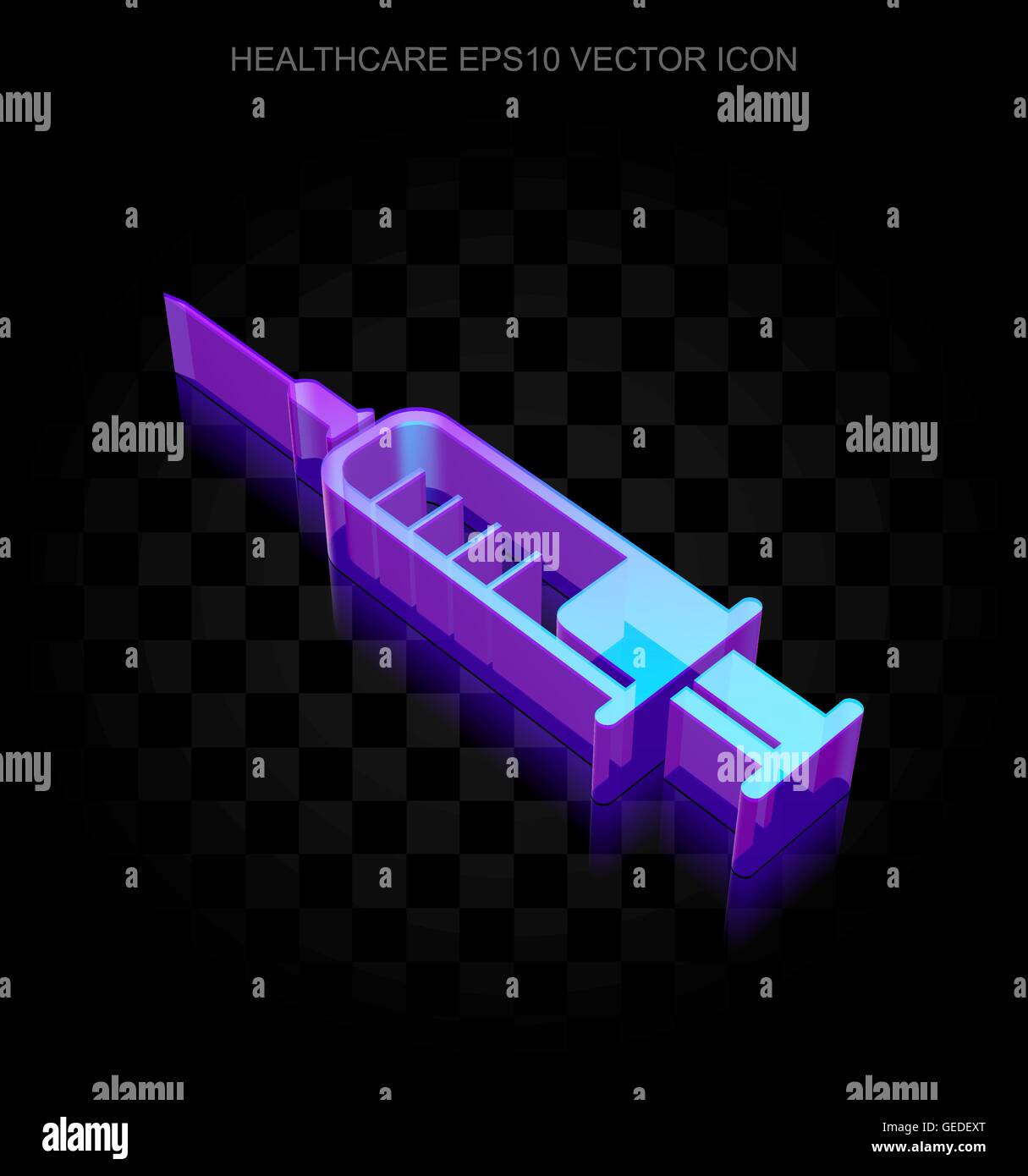 Health icon: 3d neon glowing Syringe made of glass, EPS 10 vector Stock ...