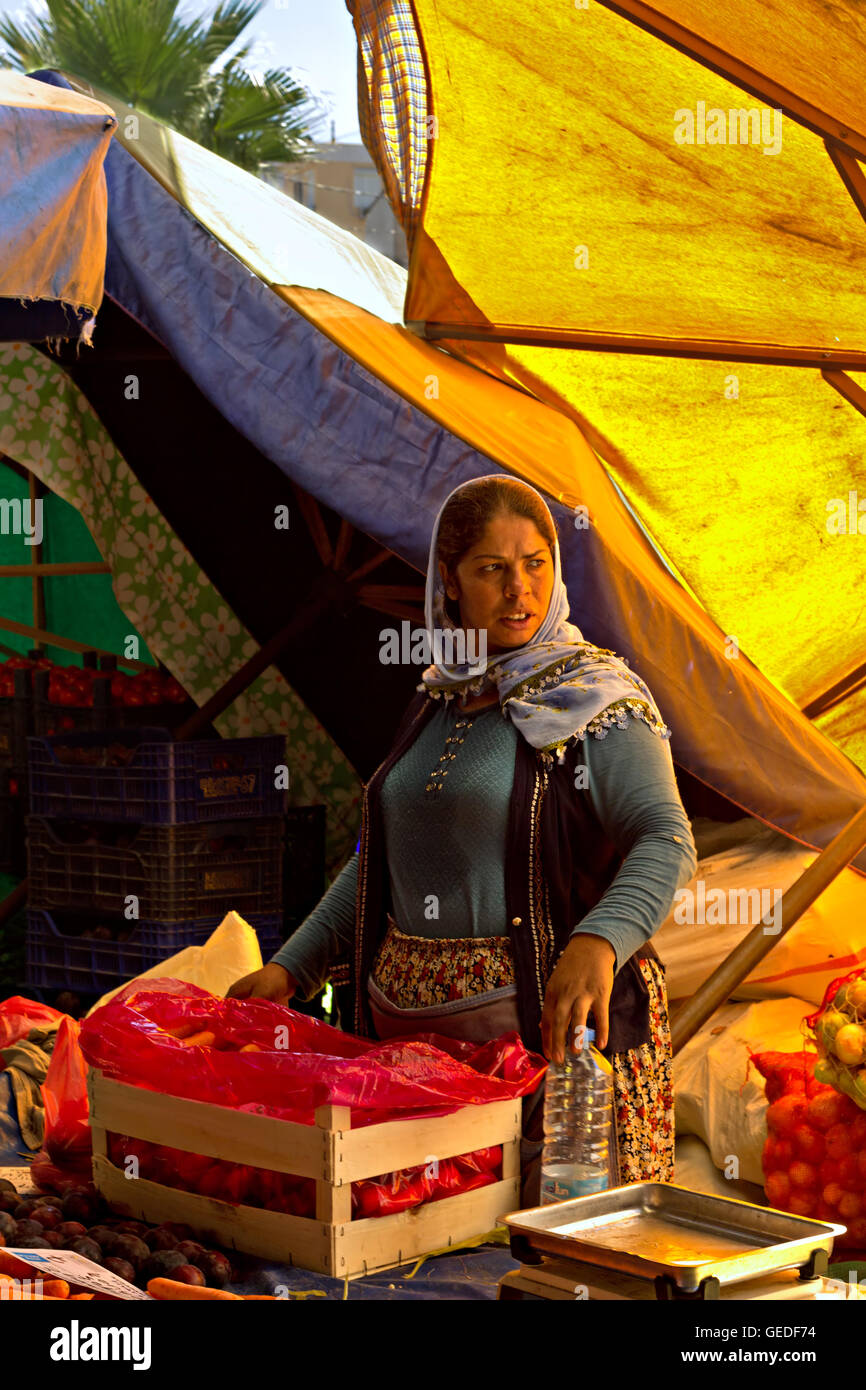 A Turkish woman on her market stall Stock Photo - Alamy