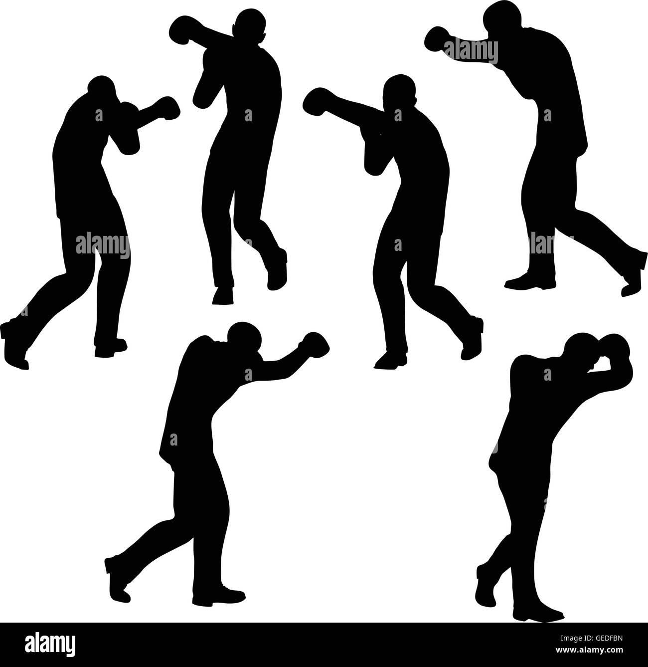EPS 10 vector illustration of boxer businessman silhouette in black ...