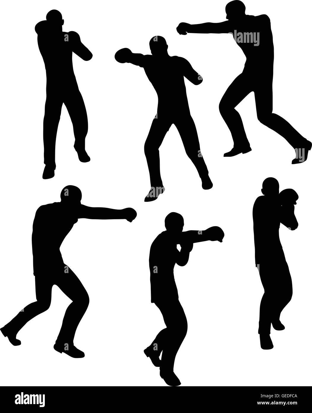 EPS 10 vector illustration of boxer businessman silhouette in black ...