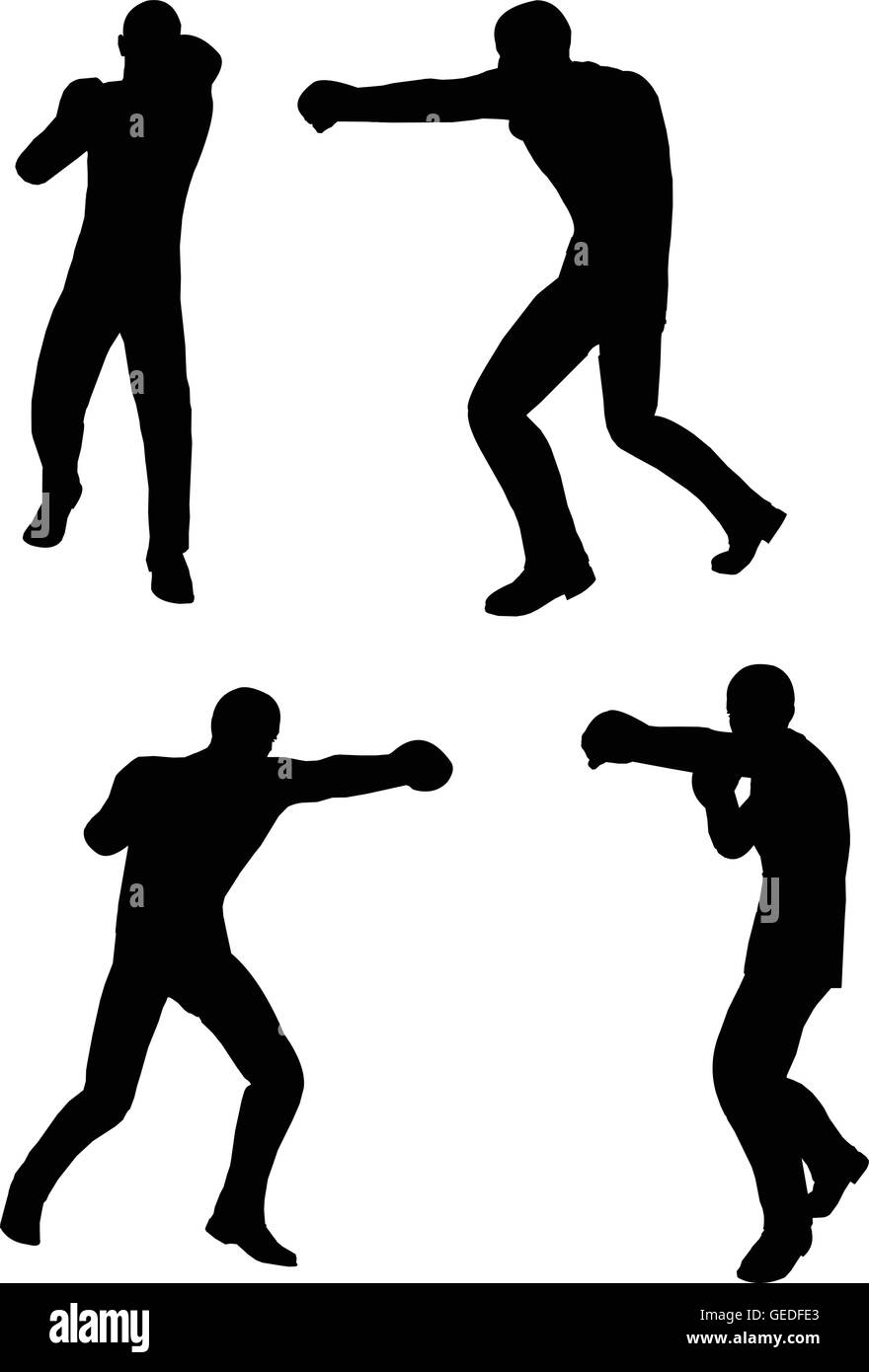 EPS 10 vector illustration of boxer businessman silhouette in black ...