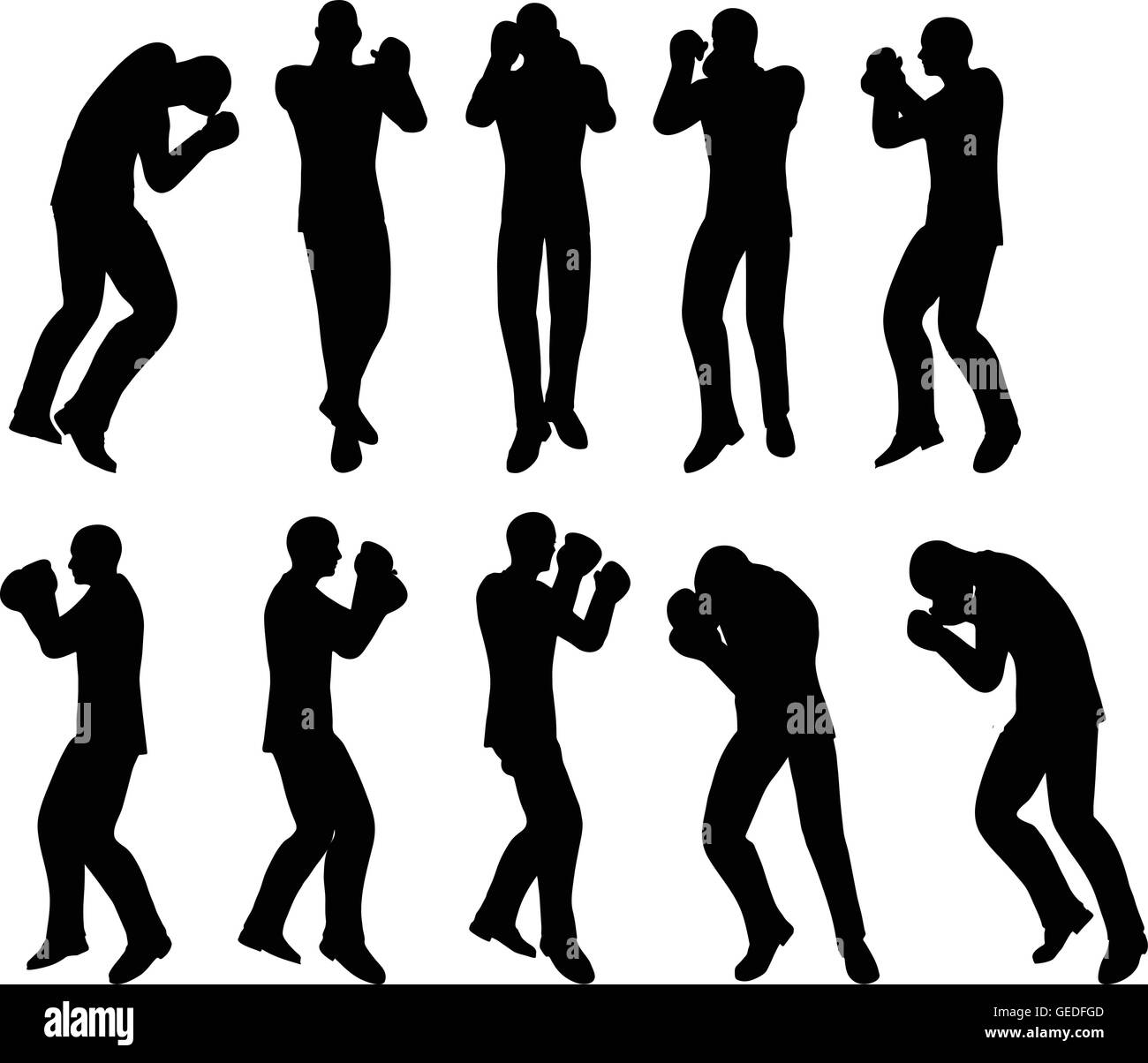 EPS 10 vector illustration of boxer businessman silhouette in black ...