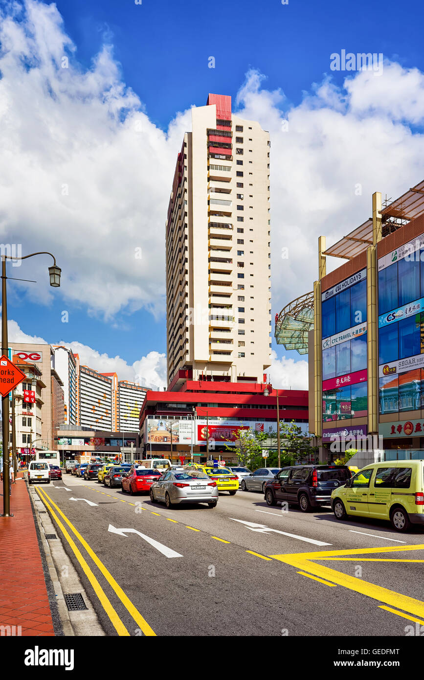 Singapore, Singapore - March 1, 2016: Upper Cross street with car ...