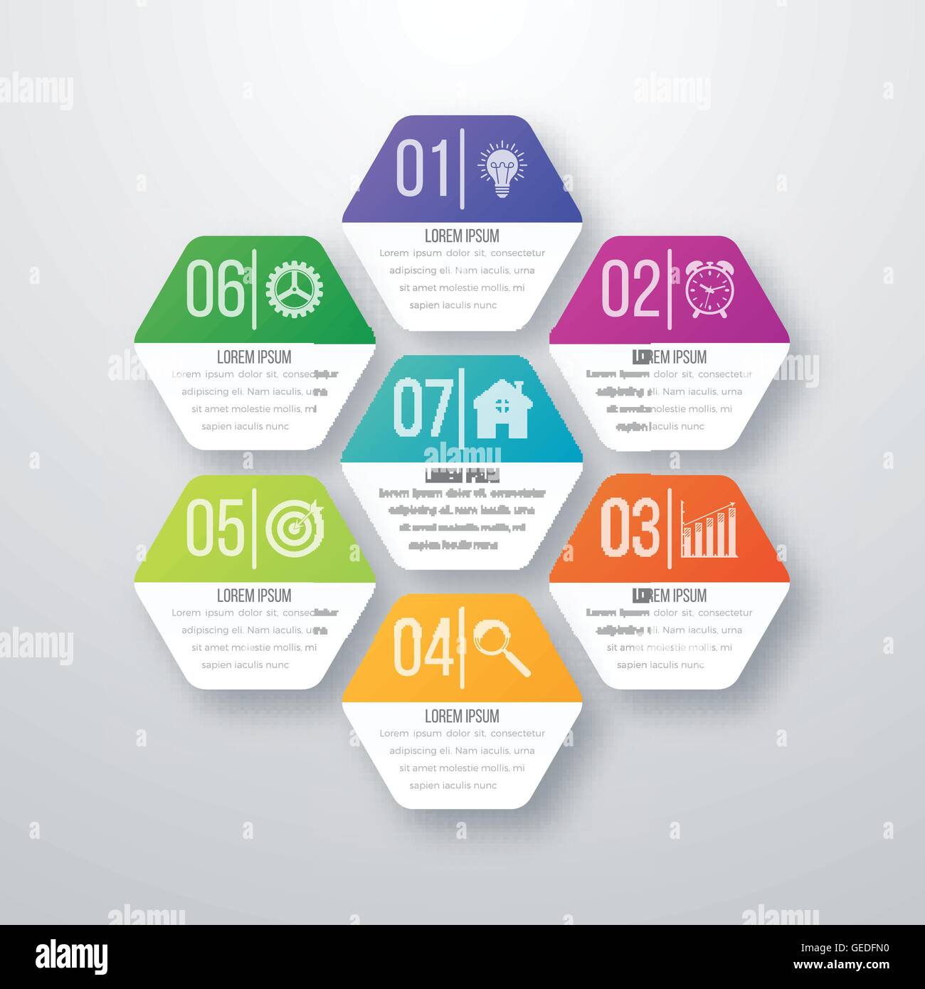 Vector illustration infographics seven hexagons Stock Vector Image ...