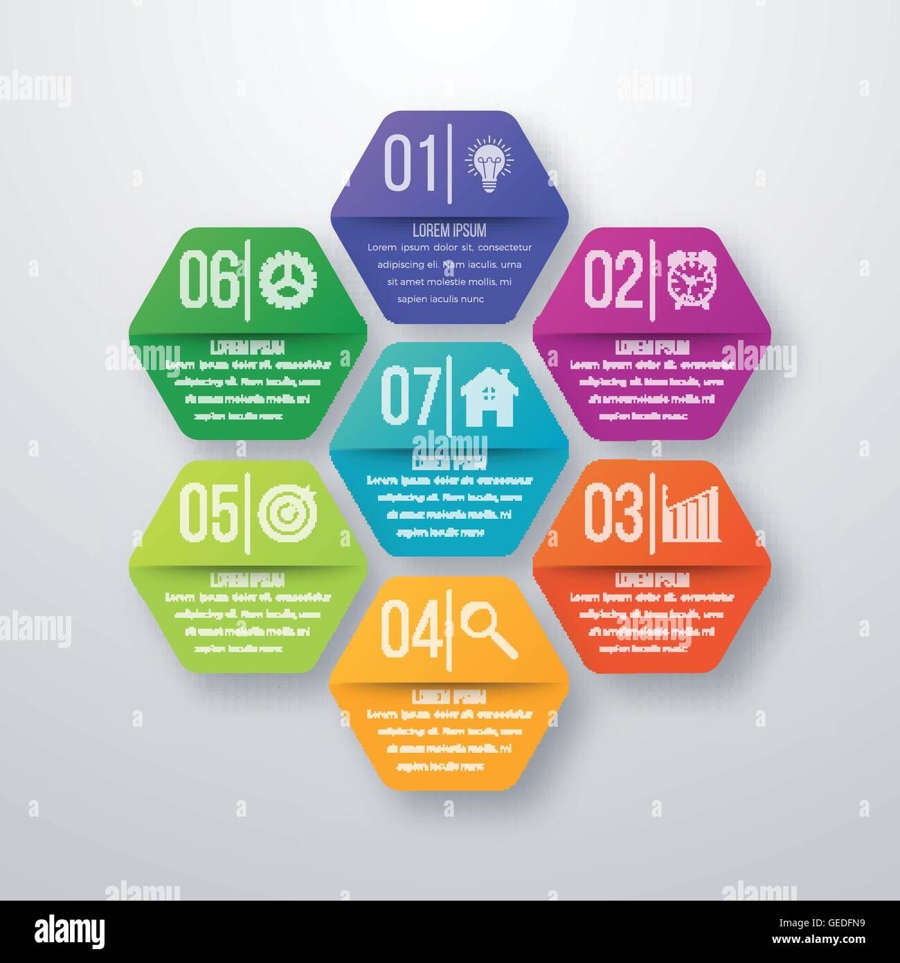 Vector illustration infographics seven hexagons Stock Vector Image ...