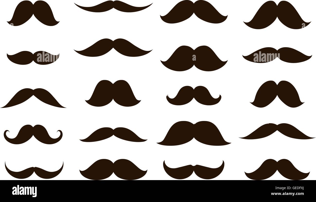 Set mustaches isolated on white background. Vector illustration Stock ...