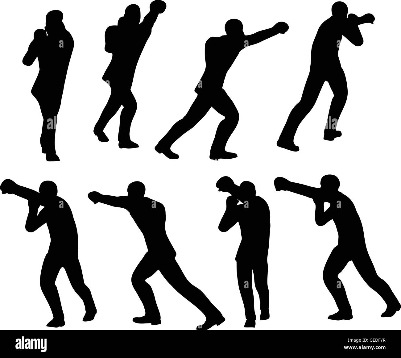 EPS 10 vector illustration of boxer businessman silhouette in black ...