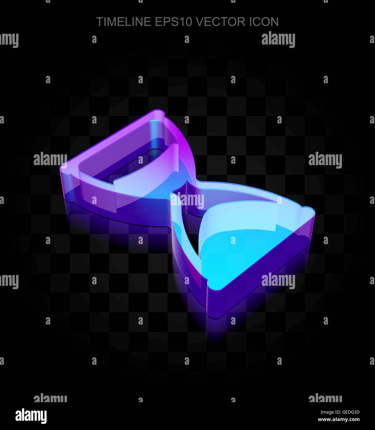 Time icon: 3d neon glowing Hourglass made of glass, EPS 10 vector Stock ...
