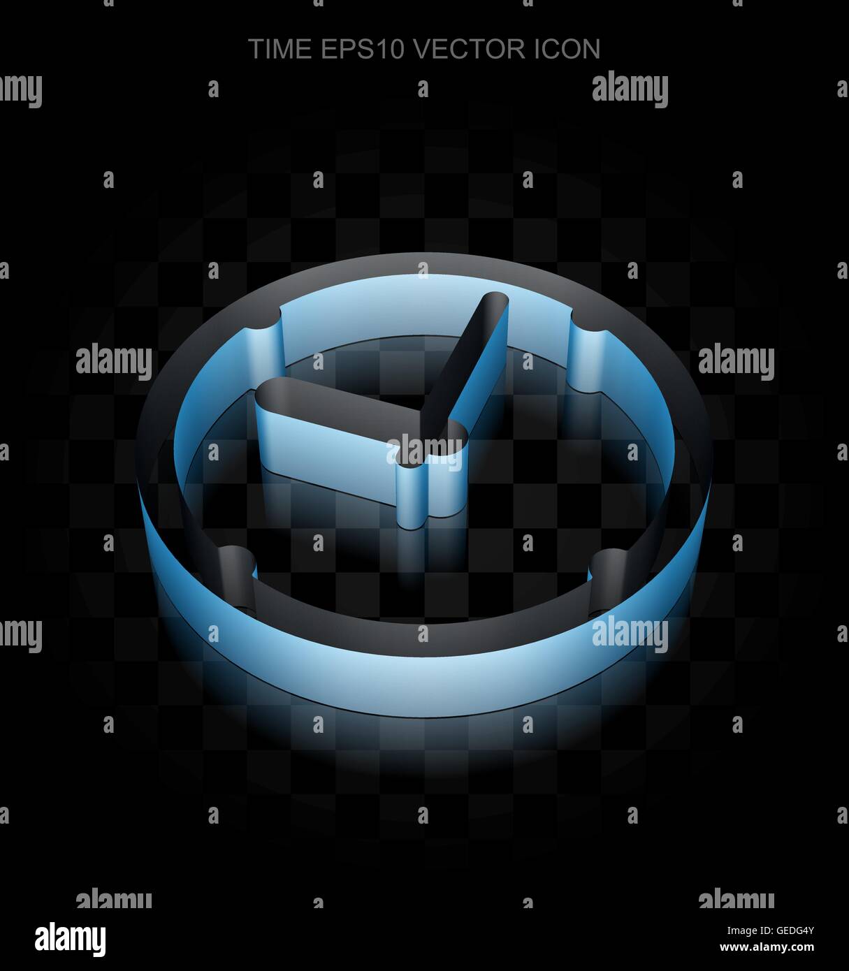 Timeline icon: Blue 3d Clock made of paper, transparent shadow, EPS 10 ...