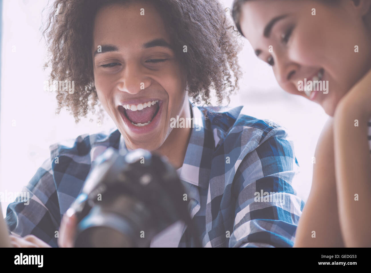 Technologies happy young two hi-res stock photography and images - Alamy