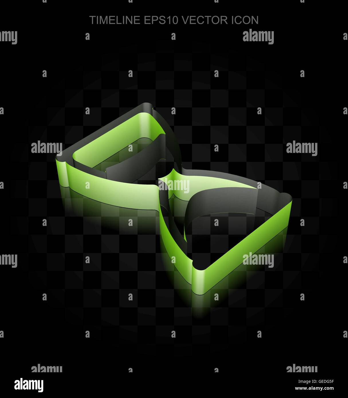 Time icon: Green 3d Hourglass made of paper, transparent shadow, EPS 10 ...