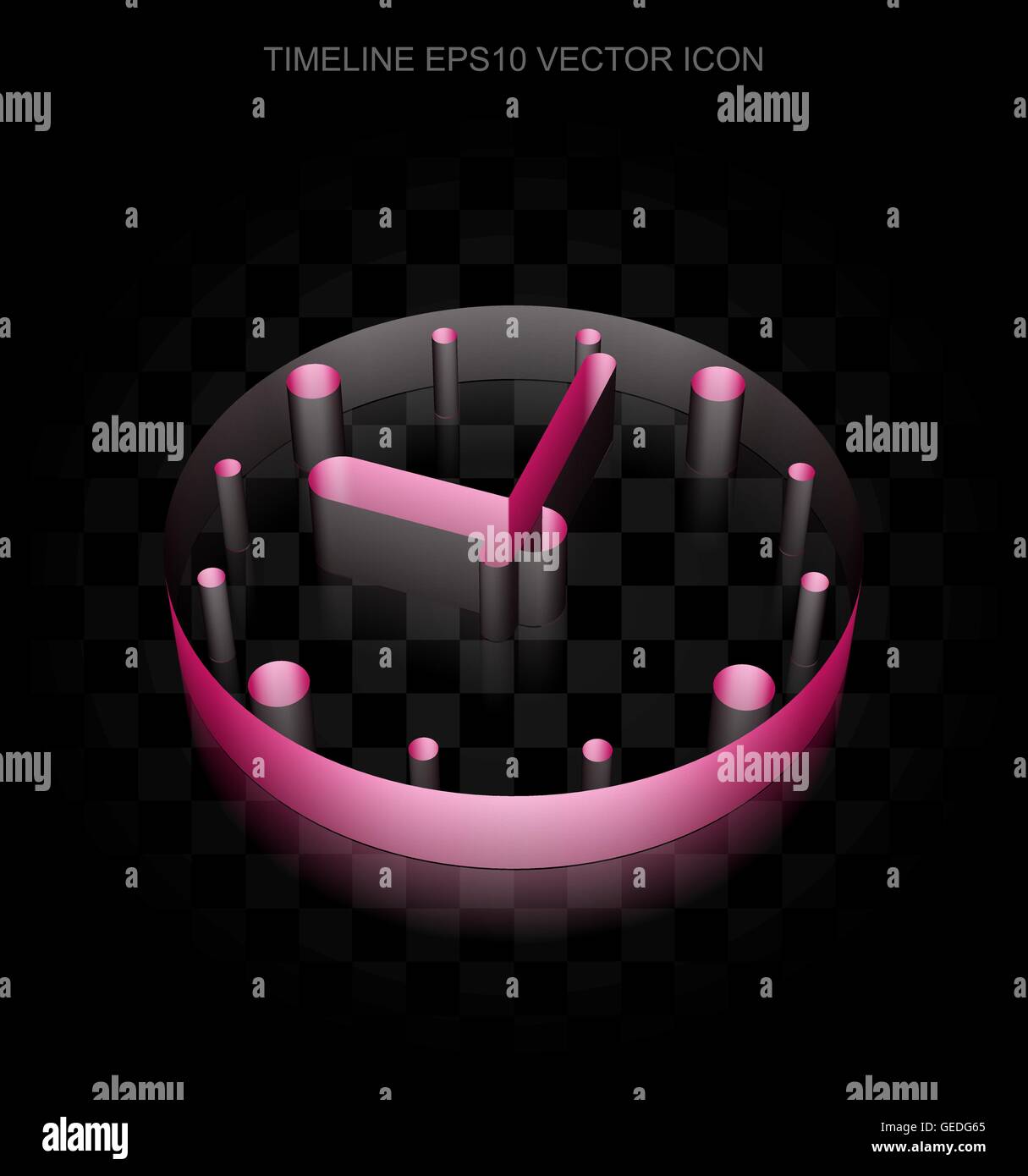 Timeline icon: Crimson 3d Clock made of paper, transparent shadow, EPS ...