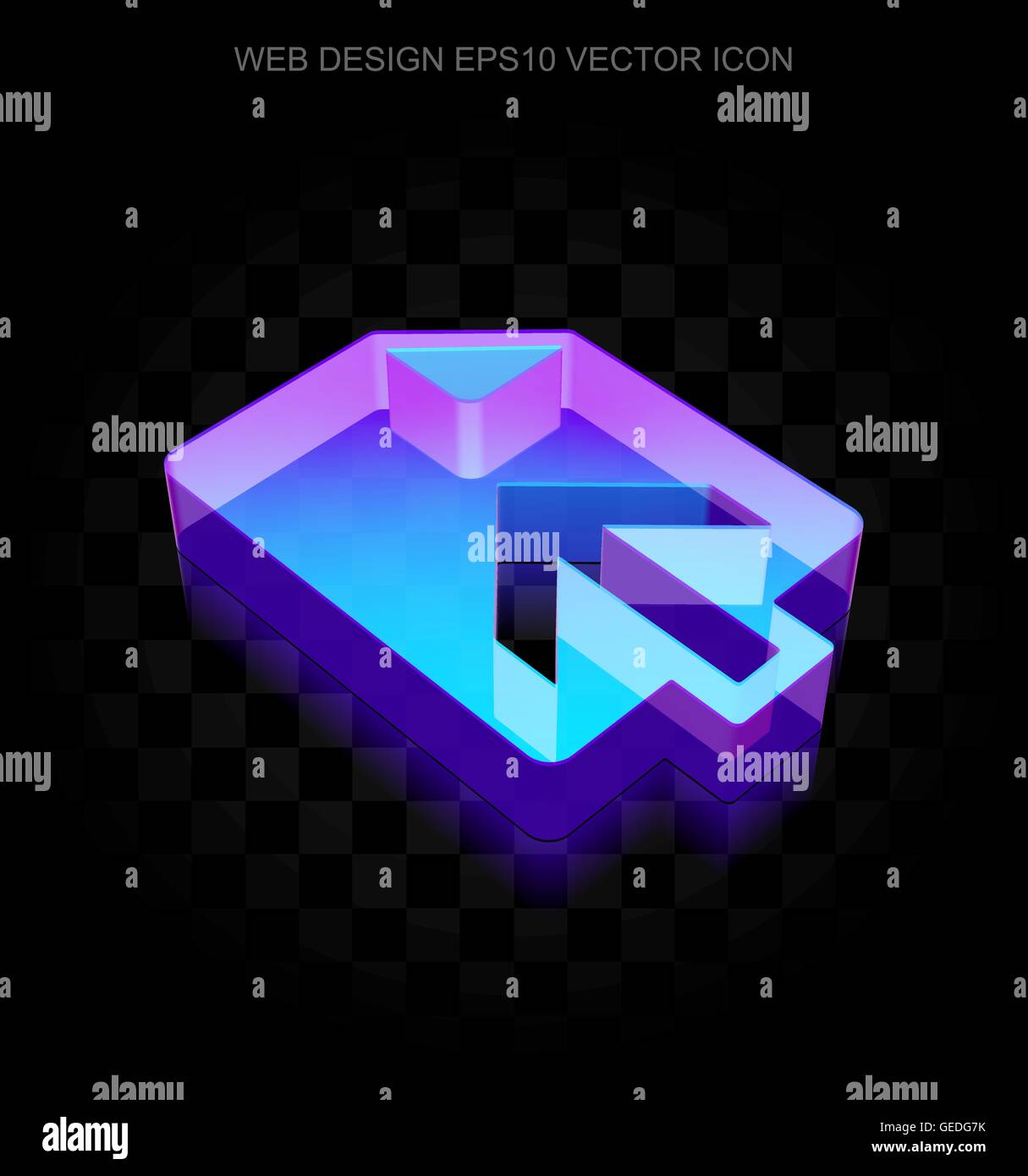 Web development icon: 3d neon glowing Upload made of glass, EPS 10 ...