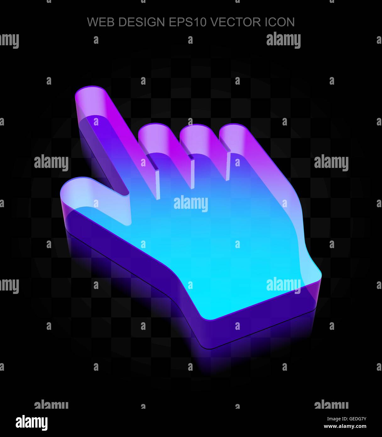 Web Design Icon 3d Neon Glowing Mouse Cursor Made Of Glass Eps 10