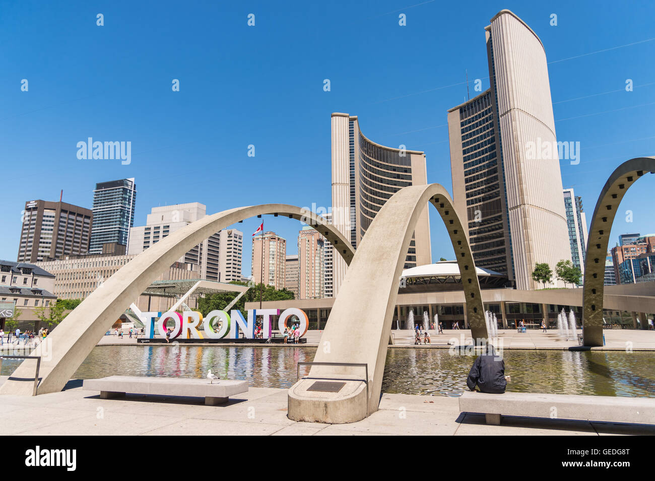 Nathan Phillips Square and New City Hall in Toronto Stock Photo - Alamy