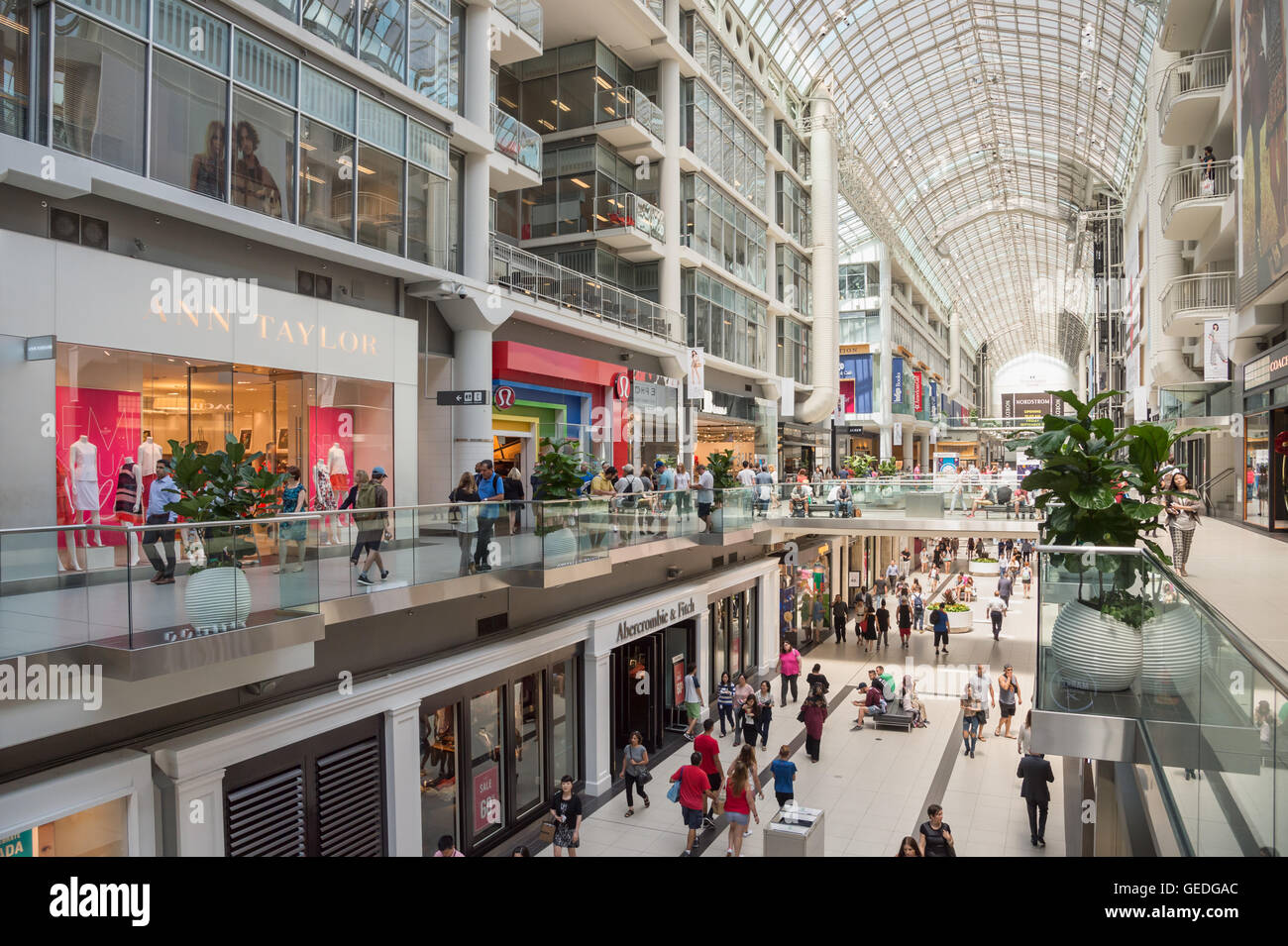 TORONTO - 4 July 2016: Shoppers visit Eaton Center mall in Toronto ...