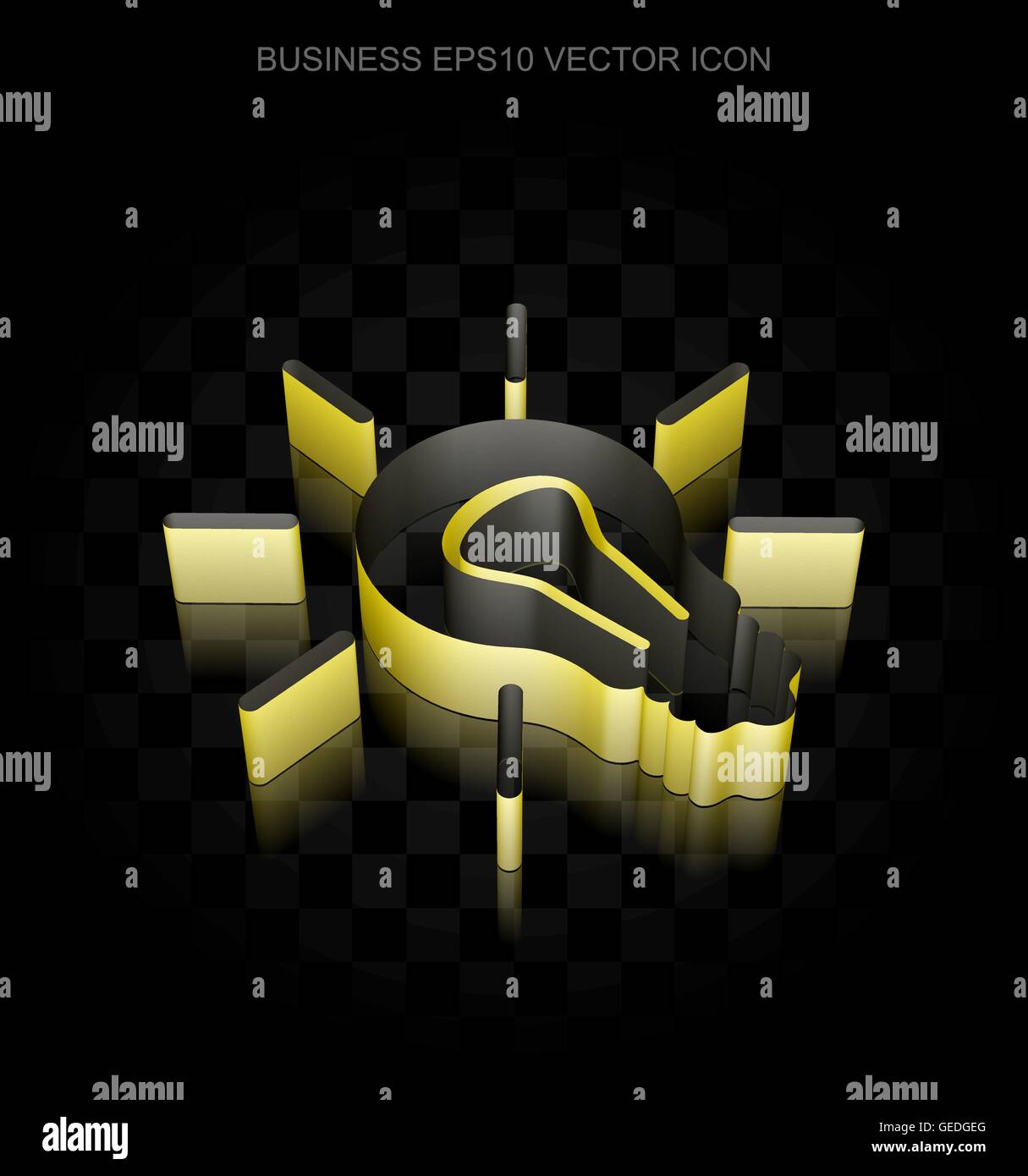 Finance icon: Yellow 3d Light Bulb made of paper, transparent shadow ...