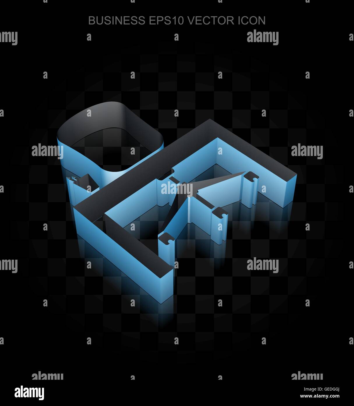 Business icon: Blue 3d Office made of paper, transparent shadow, EPS 10 ...