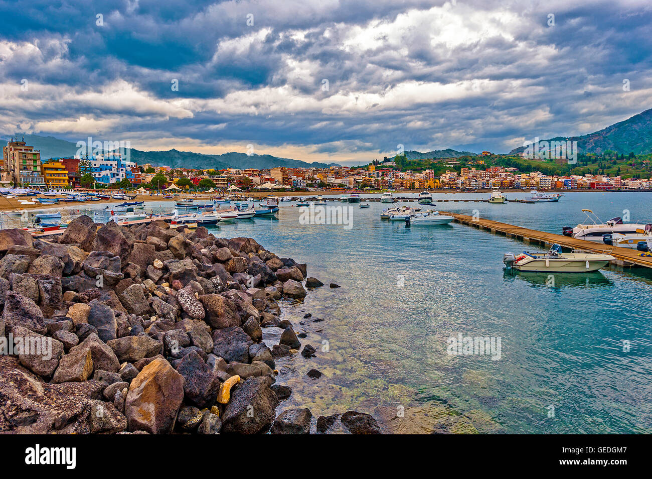 Italy Sicily Giardini Naxos panorama Stock Photo - Alamy