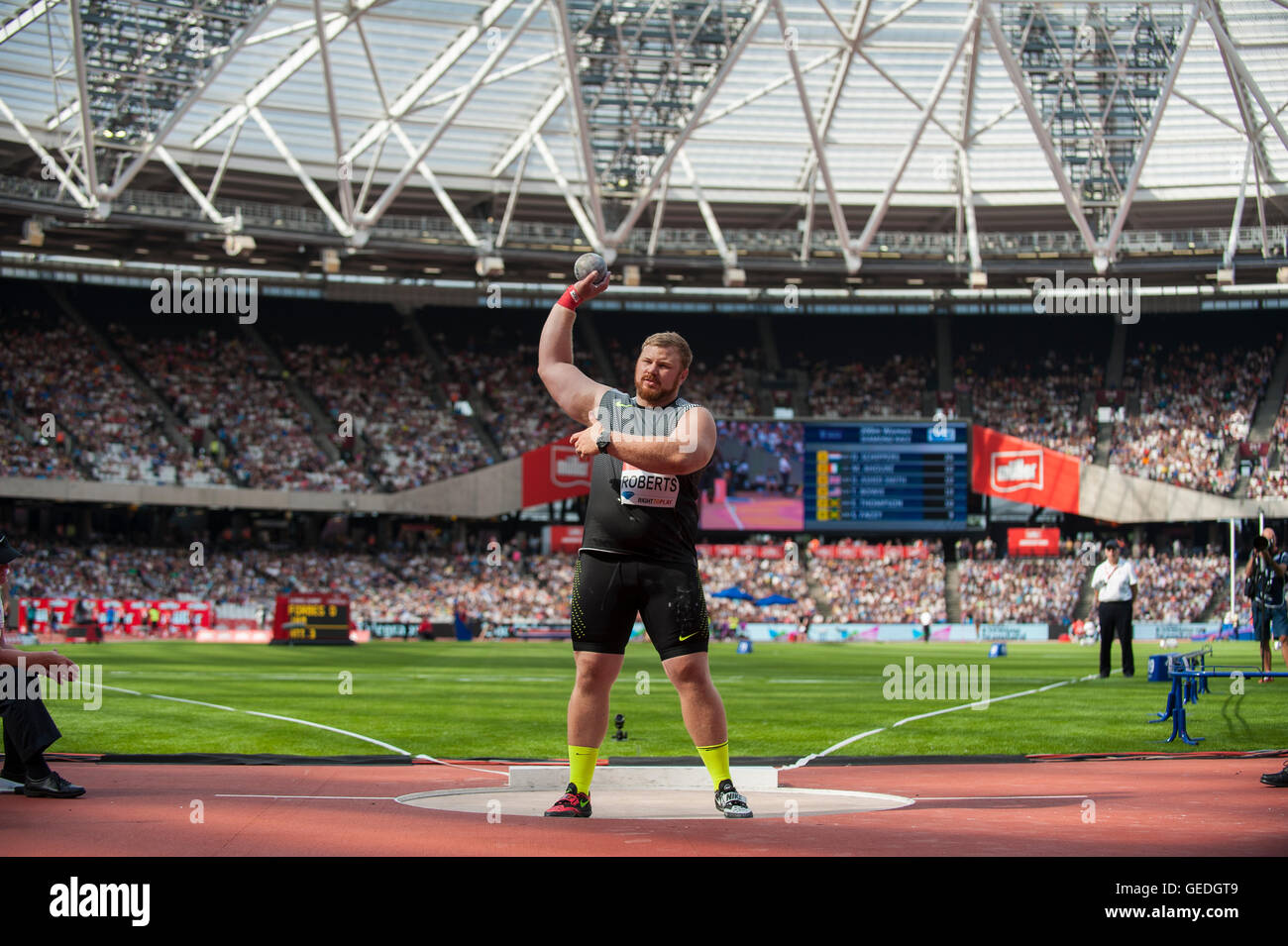 LONDON, ENGLAND - JULY 23: Kurt Roberts competing in the men's shot put ...
