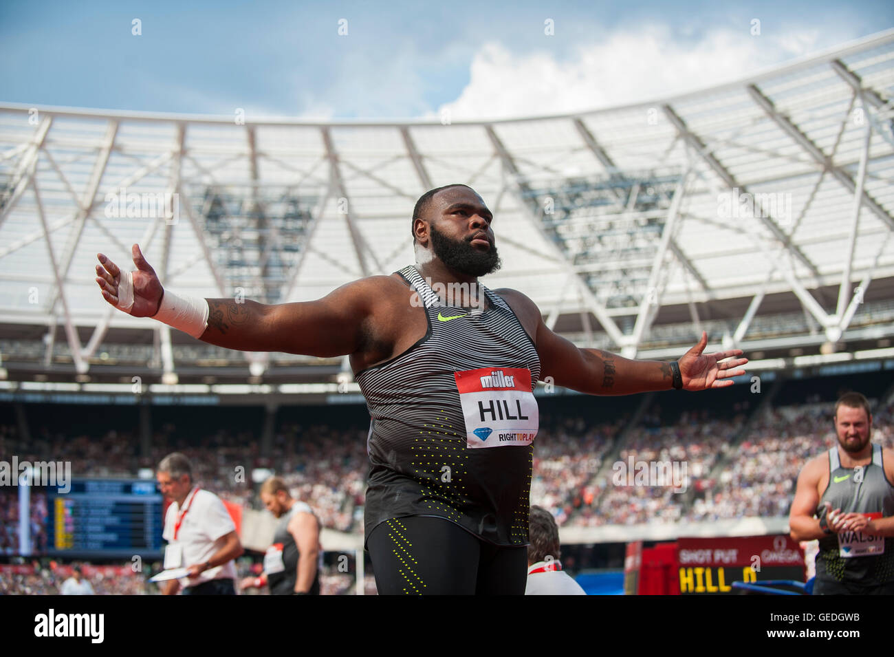 LONDON, ENGLAND - JULY 23: Darrell Hill competing in the men's shot put ...