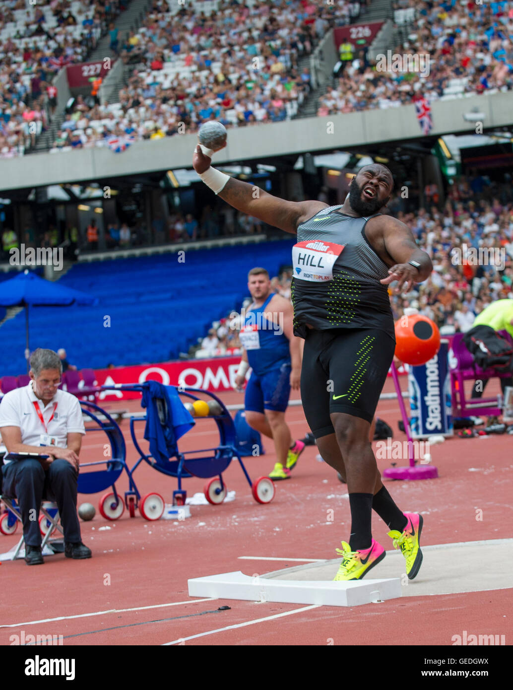 LONDON, ENGLAND - JULY 23: Darrell Hill competing in the men's shot put ...