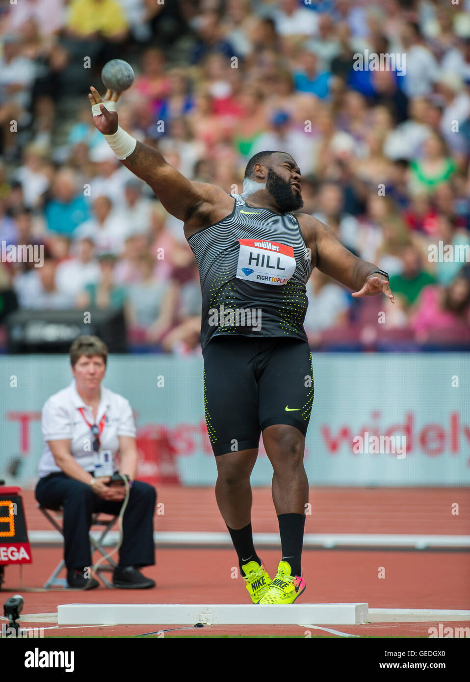 LONDON, ENGLAND - JULY 23: Darrell Hill competing in the men's shot put ...