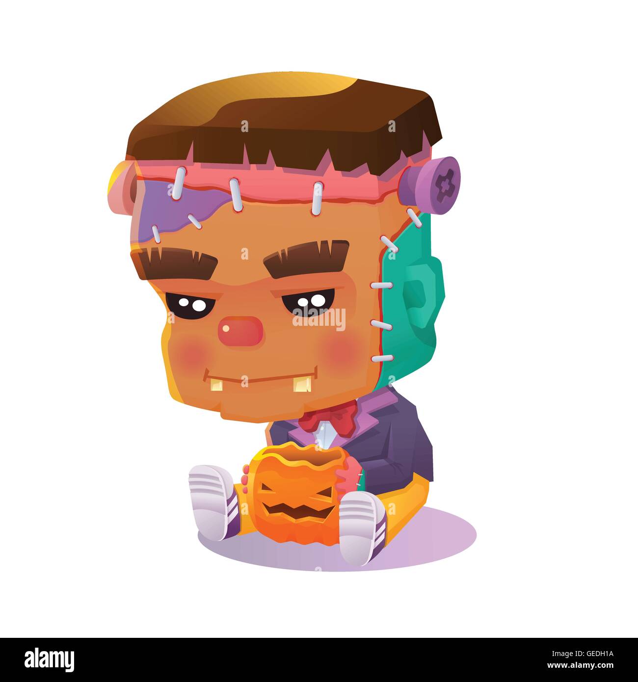 Cute Frankenstein Cartoon Face