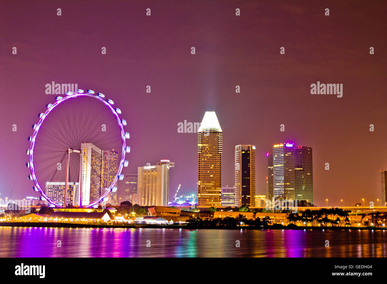 Lights of Singapore skyline Stock Photo - Alamy