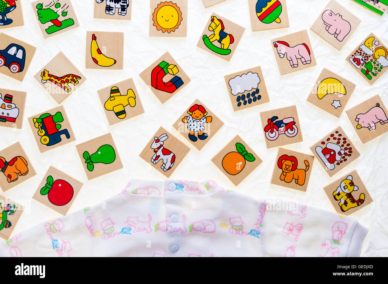 generic wooden toys with no copy rights, representing objects and ...