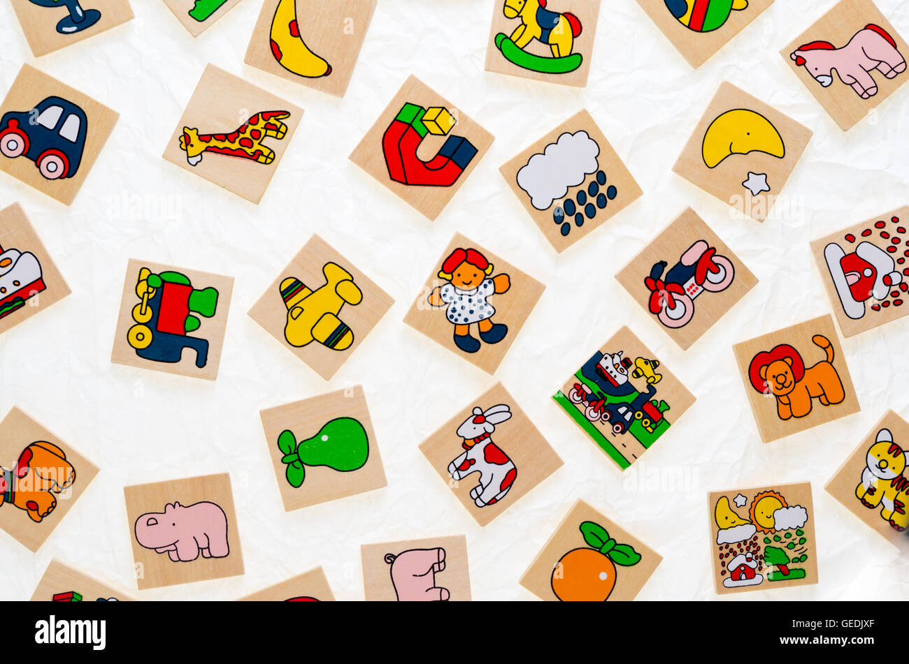 generic wooden toys with no copy rights, representing objects and ...