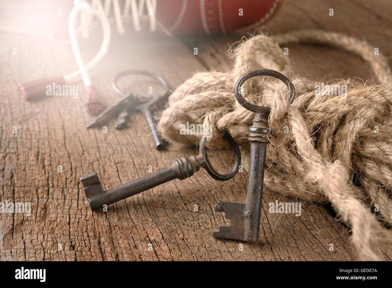 Vintage key with rope hi-res stock photography and images - Alamy