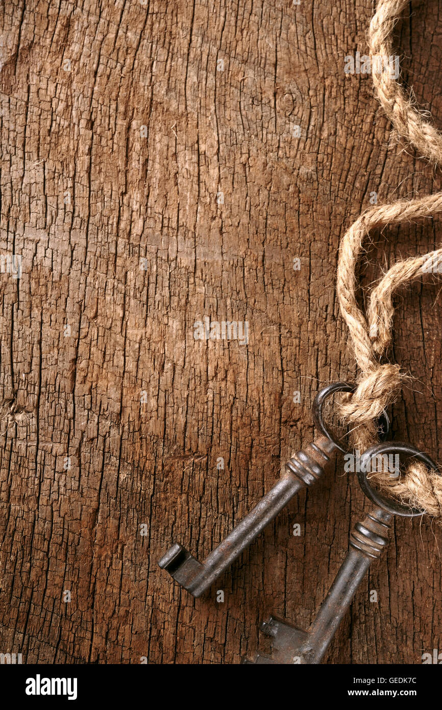 background, vintage keys on wooden desk Stock Photo - Alamy