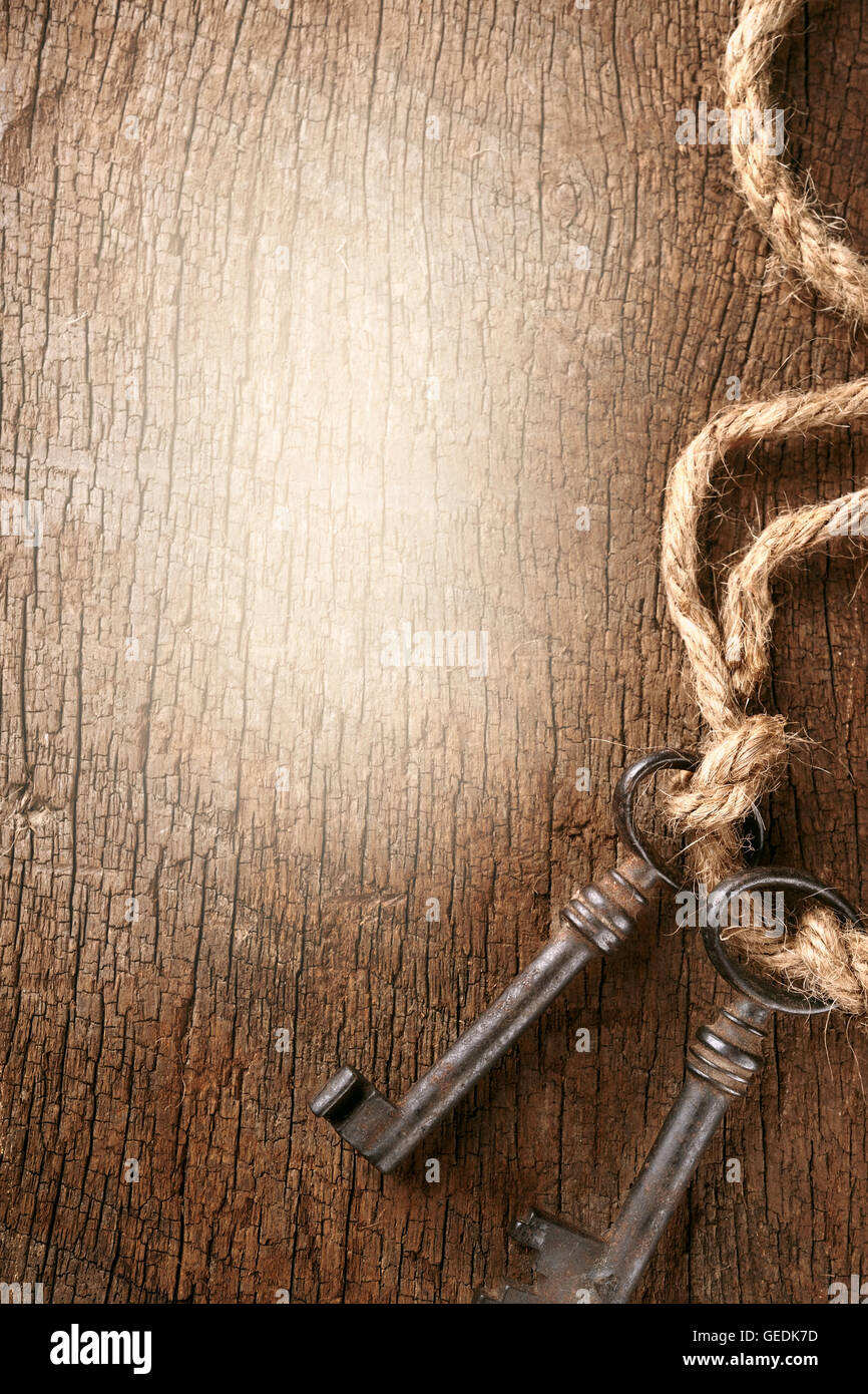 background, vintage keys on wooden desk Stock Photo - Alamy