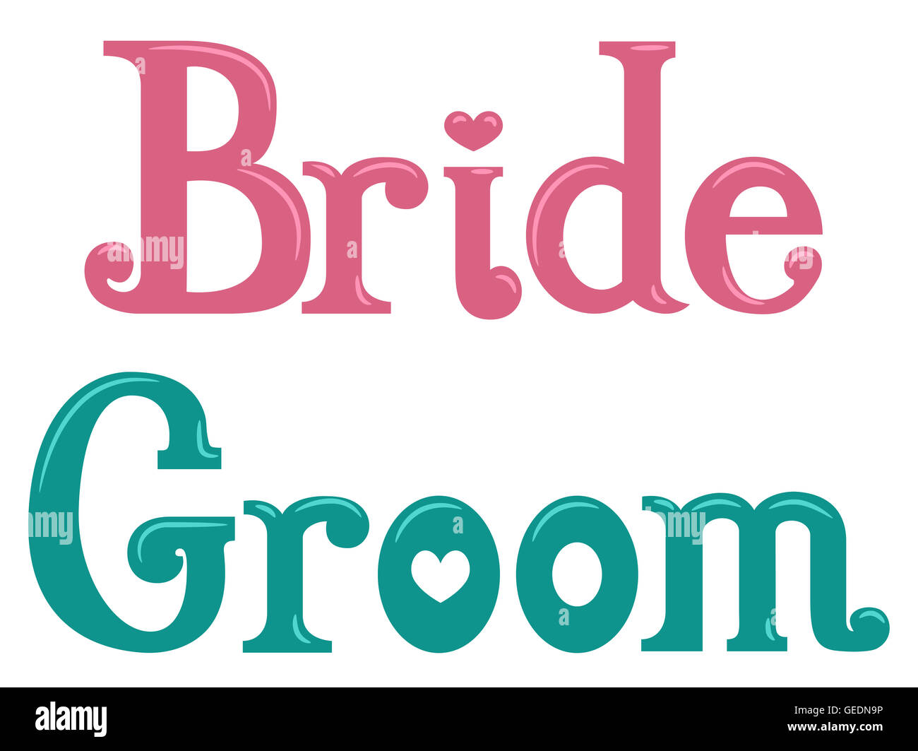 Typography Illustration Featuring the Words Bride and Groom Stock Photo ...