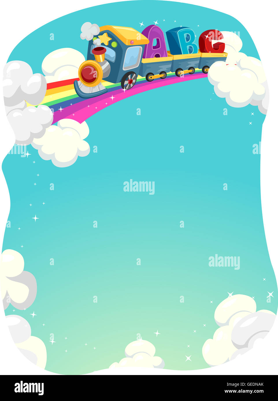 Illustration of a Locomotive Train Cruising on a Rainbow Track Stock ...