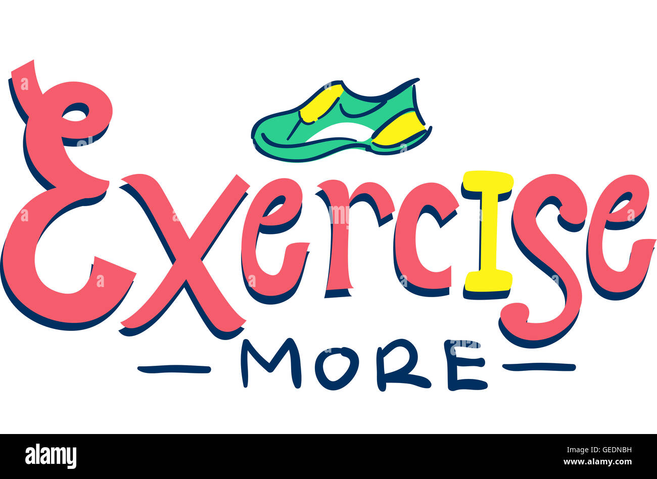 Typography Illustration Encouraging People to Exercise More Stock Photo ...