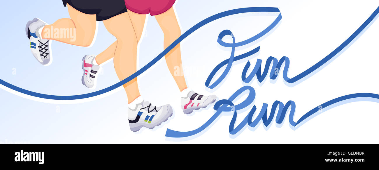 Banner Illustration Featuring a Pair of Runners Stock Photo - Alamy