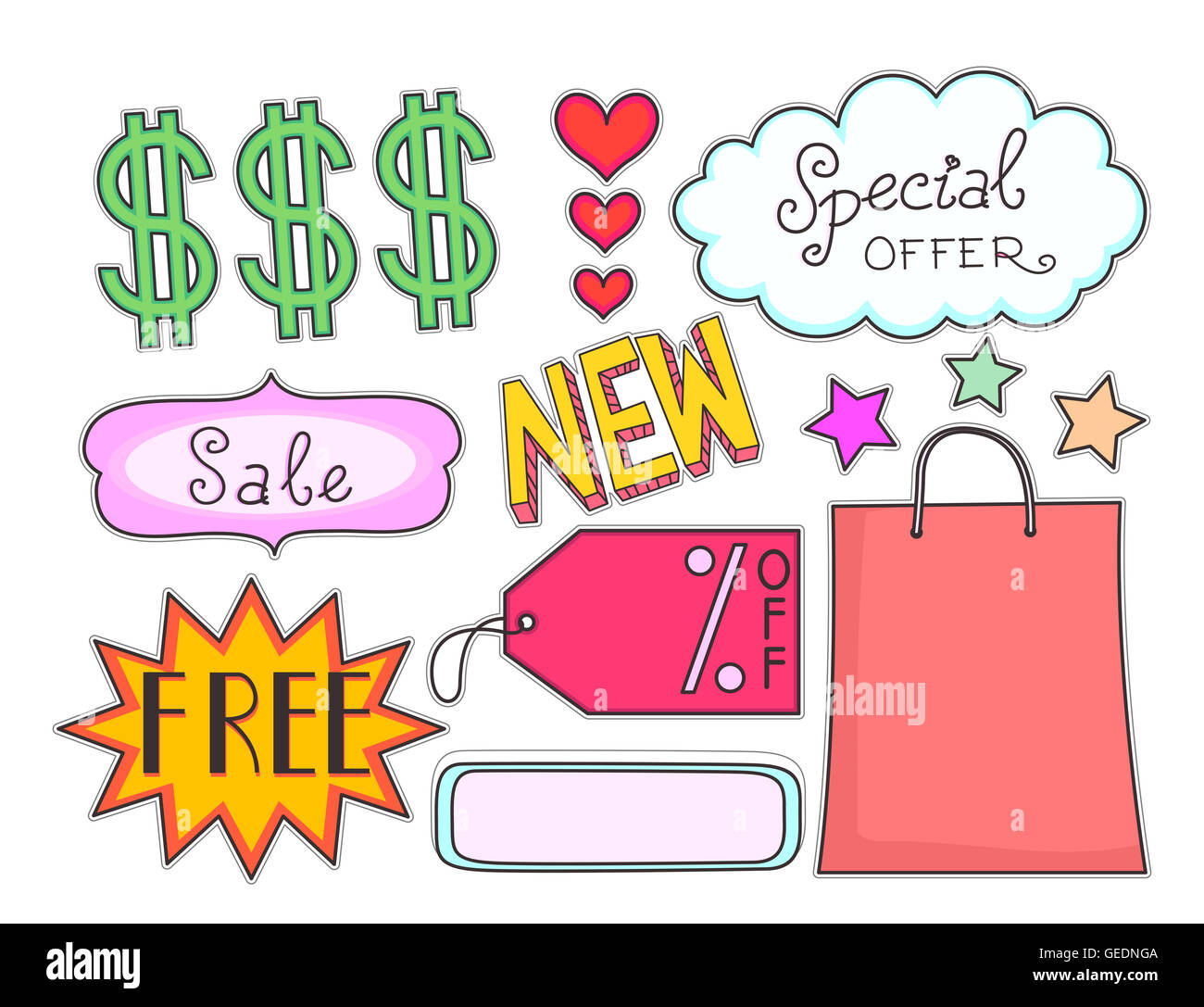 Illustration Featuring Printable Stickers for a Sales Event Stock Photo ...