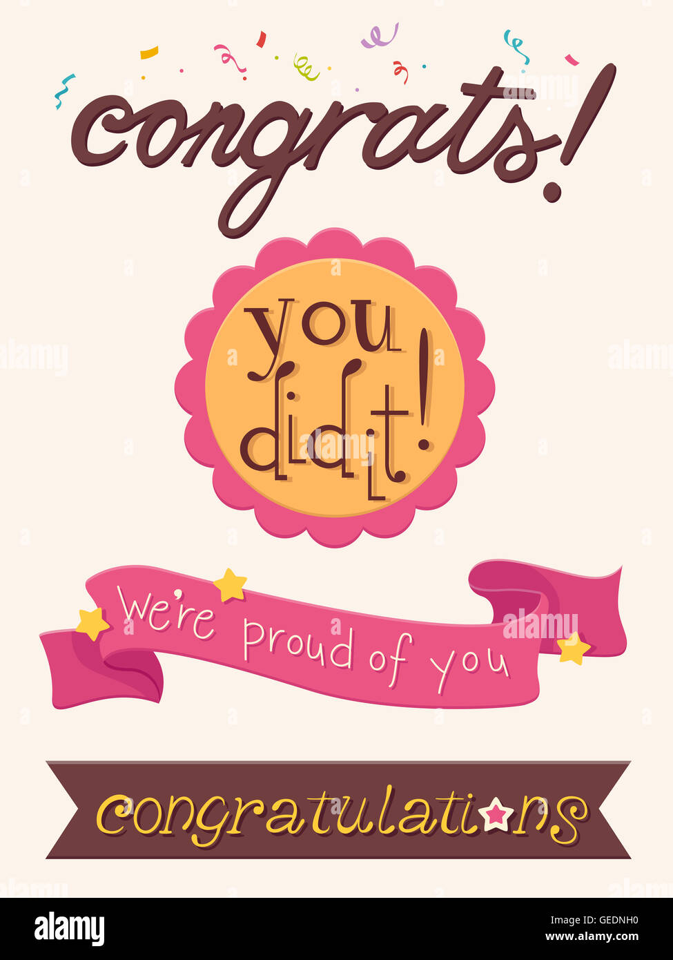 Illustration Featuring a Ribbon That Comes with Congratulatory Message ...