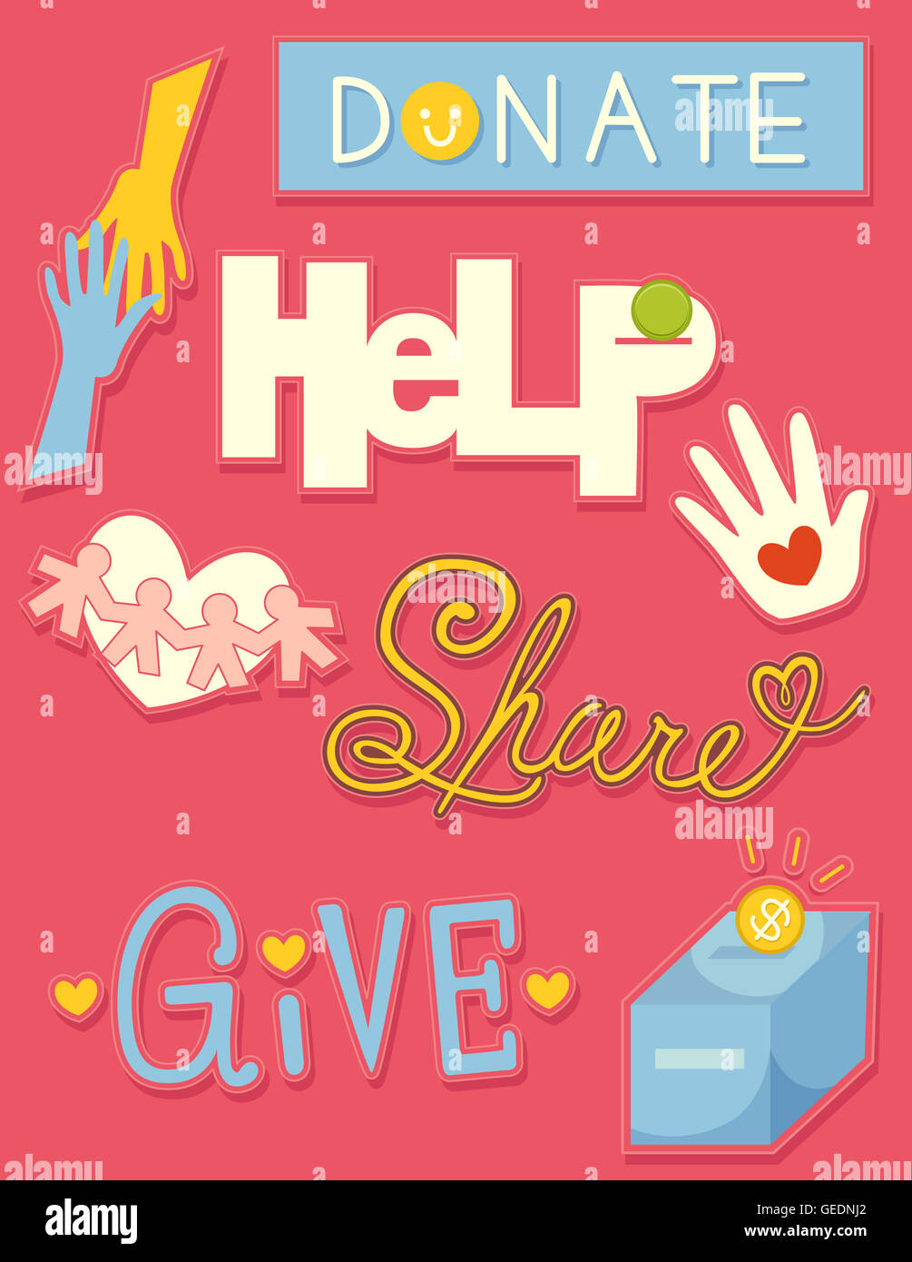 Illustration of Donation Related Elements Stock Photo - Alamy