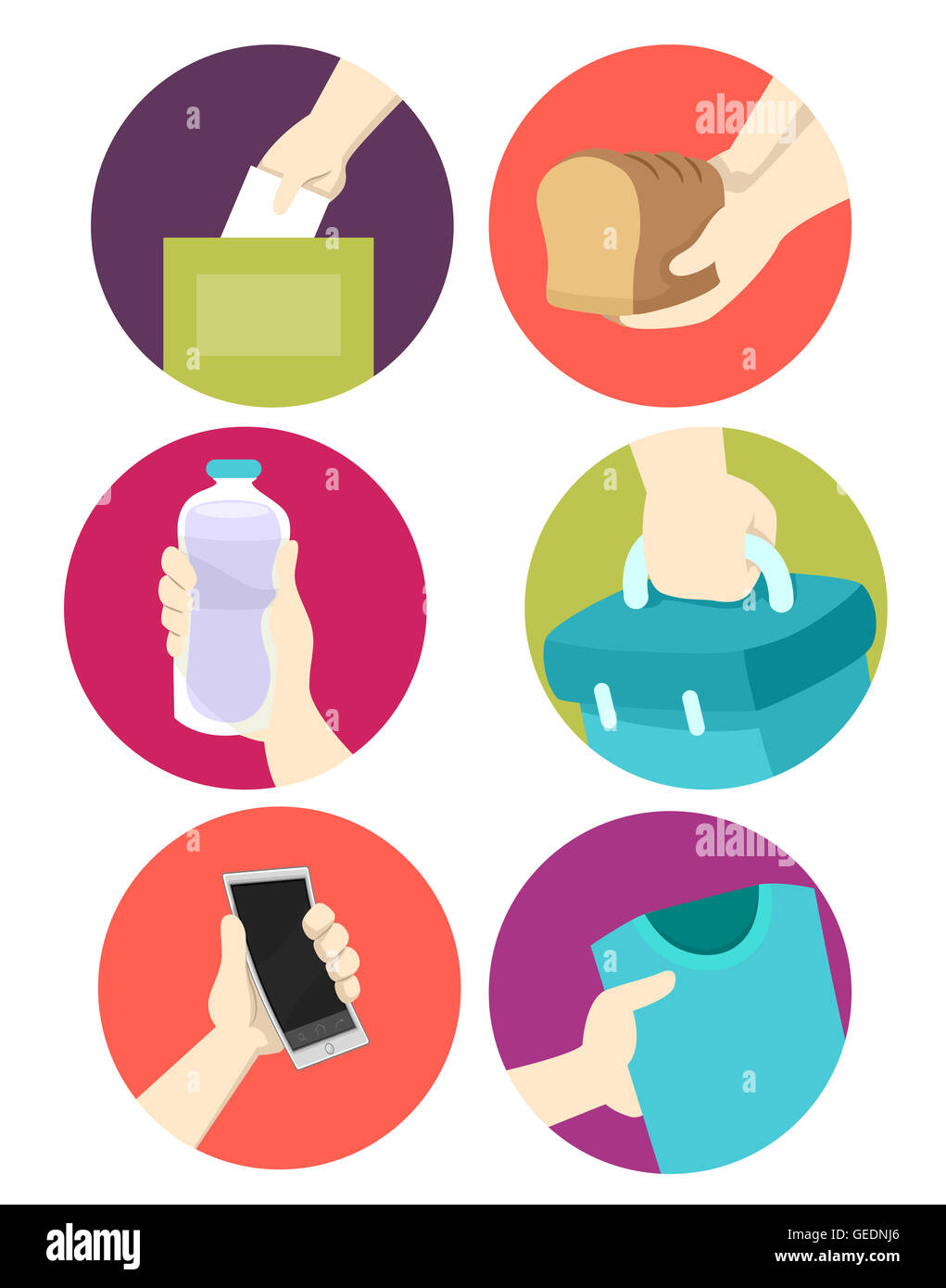Illustration of Icons Featuring Donated Goods Stock Photo - Alamy