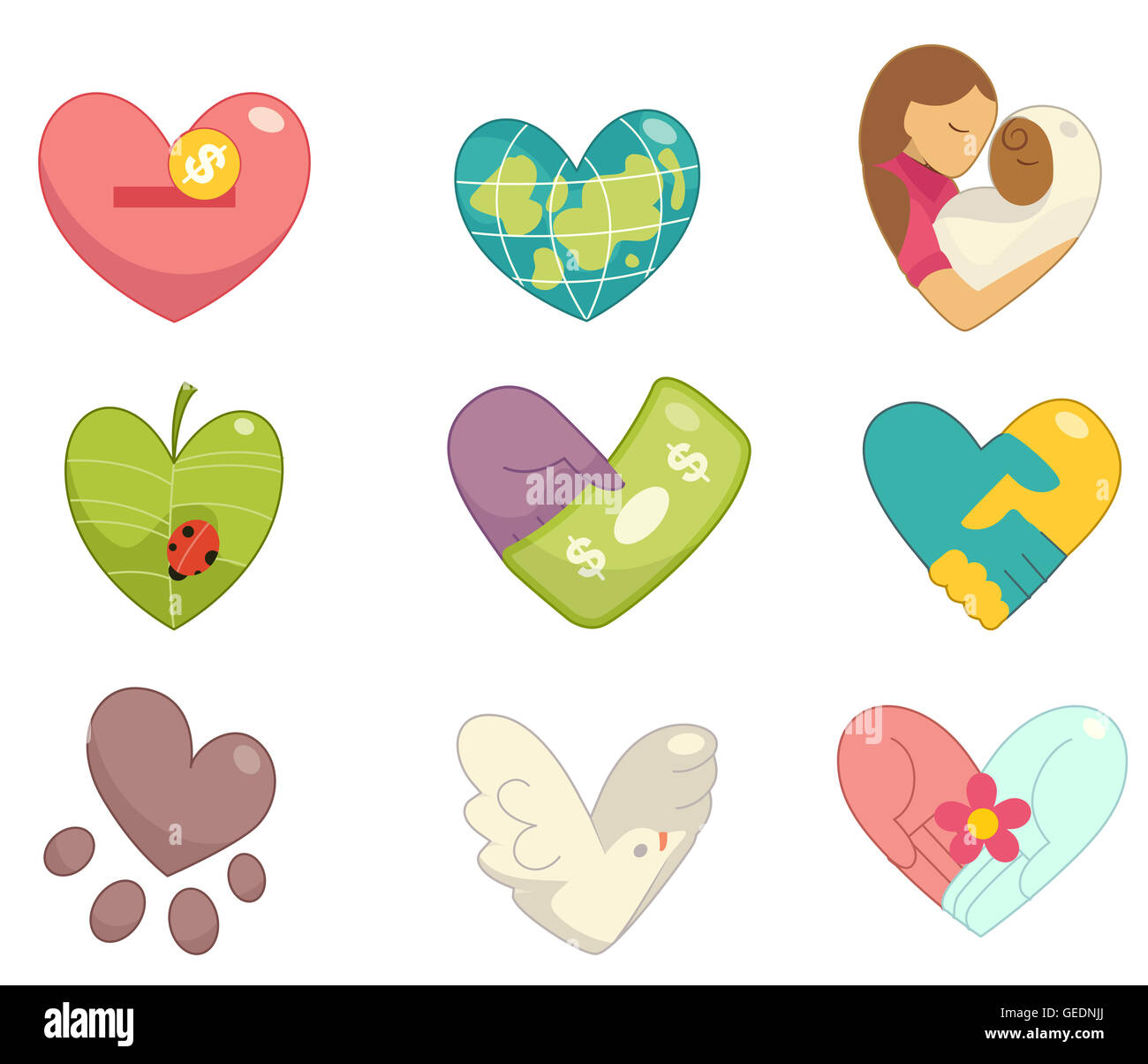 Illustration of Community Service Icons Forming the Shape of a Heart ...